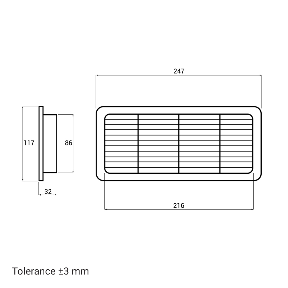 Dalap 972 BLACK - PVC-Lüftungsgitter, rechteckig, für ...